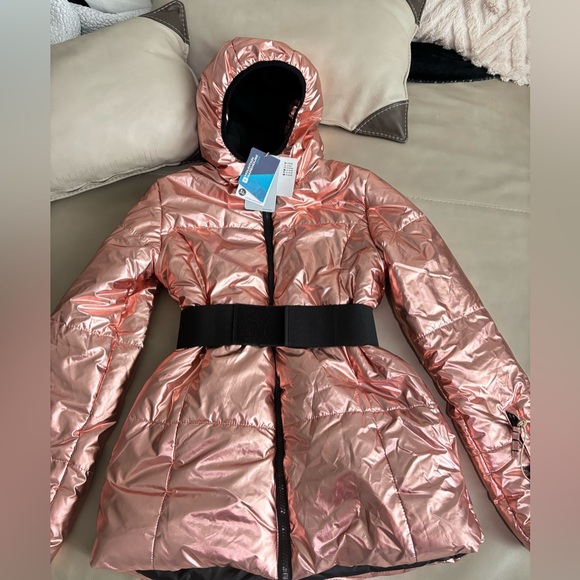 Jackets & Coats | Snow Ski Snowboard Jacket Rose Gold Metallic New Belt ...